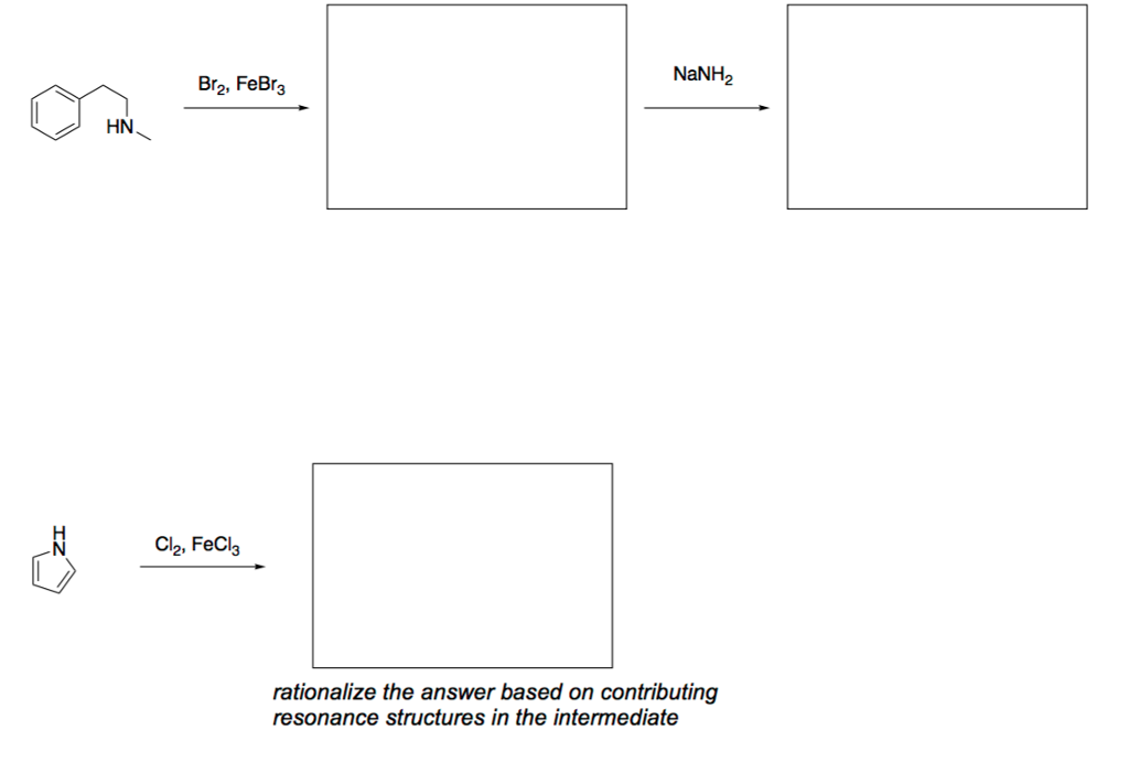 Solved Br2, FeBrs NaNH2 HN Cl2, FeCl3 rationalize the answer | Chegg.com
