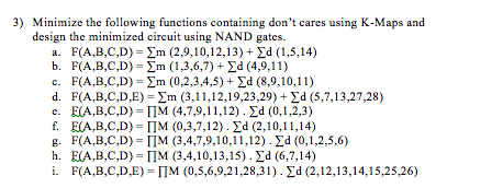 Solved 3) Minimize the following functions containing don't | Chegg.com