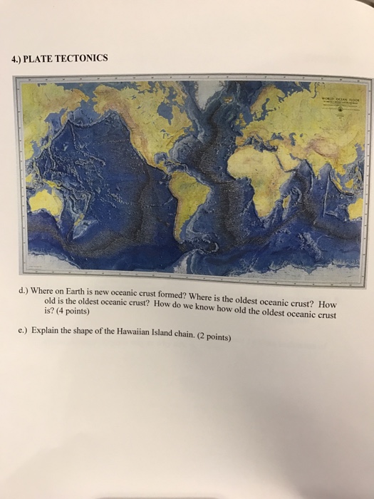 Solved PLATE TECTONICS d.) Where on Earth is new oceanic | Chegg.com