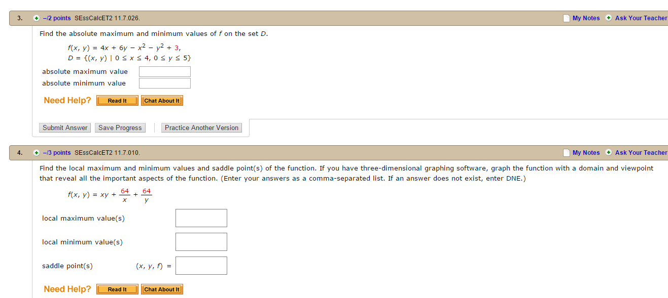 Solved Find The Absolute Maximum And Minimum Values Of F On