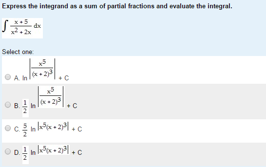 Solved Express the integrand as a sum of partial fractions | Chegg.com