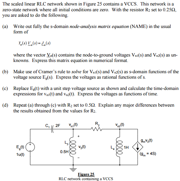 The scaled linear RLC network shown in Figure 25 | Chegg.com
