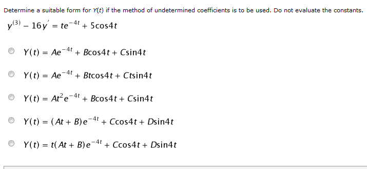 Solved Determine a suitable form for Y(t) if the method of | Chegg.com