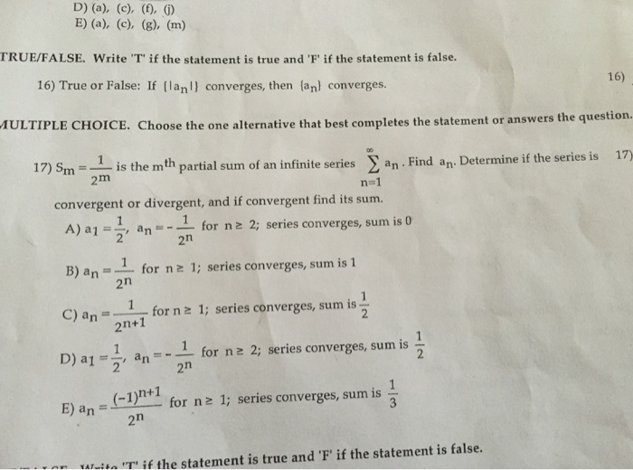 Solved Write 'T' if the statement is true and 'F' if the | Chegg.com