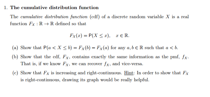 Solved The cumulative distribution function The cumulative | Chegg.com