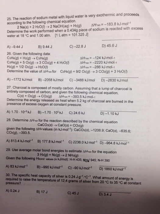 Solved The reaction of sodium metal with liquid water is | Chegg.com