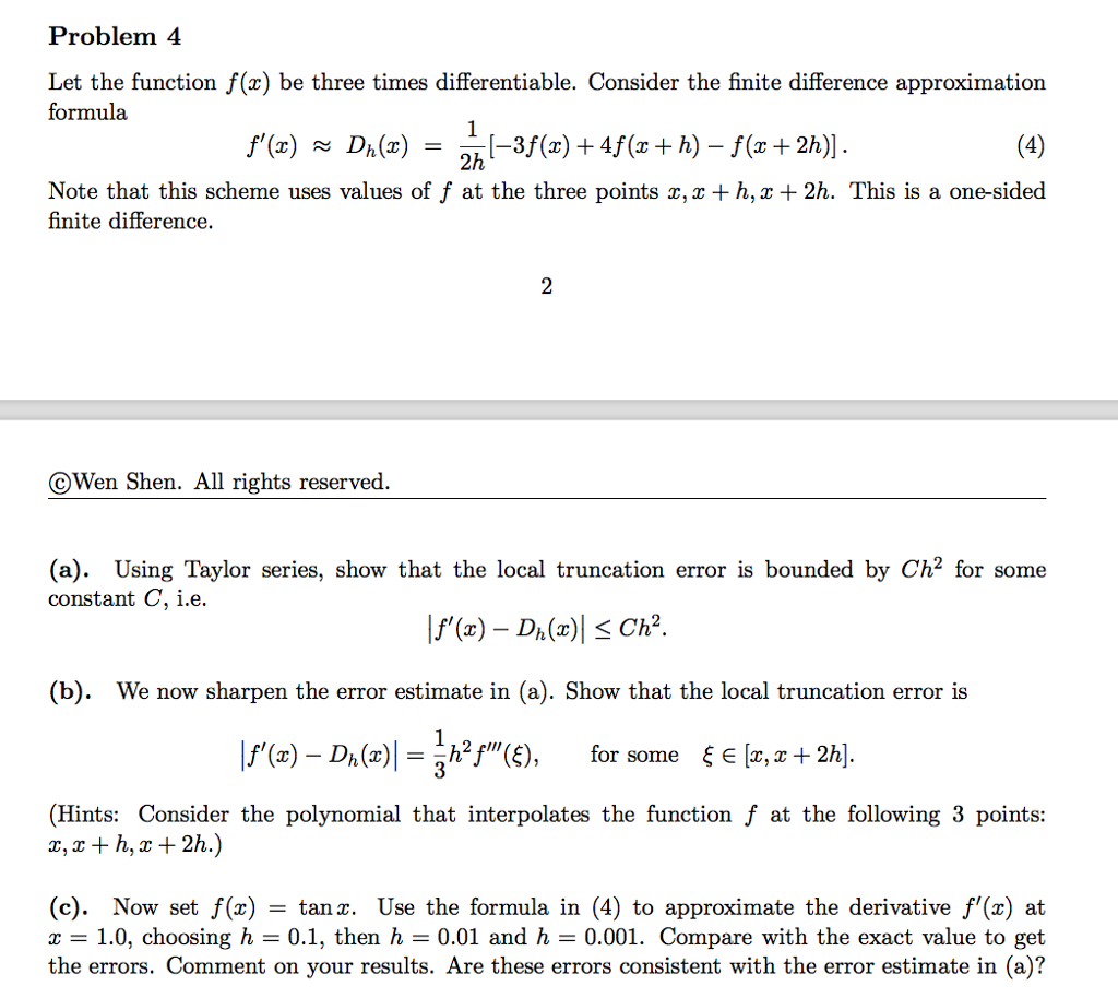 Solved Let the function f (x) be three times differentiable. | Chegg.com