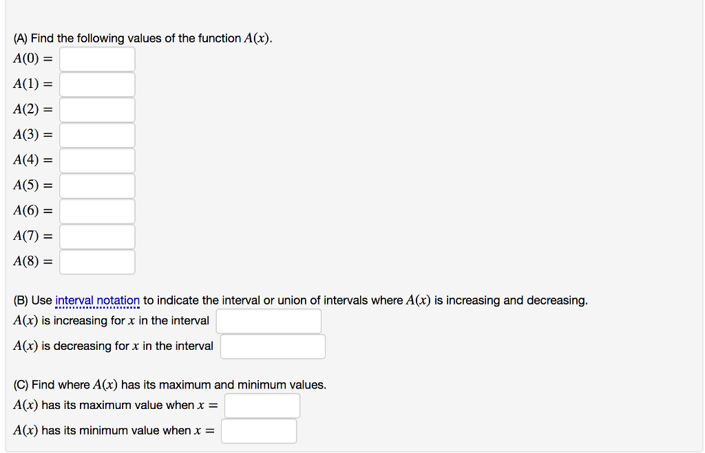 Solved (A) Find the following values of the function A(r). | Chegg.com