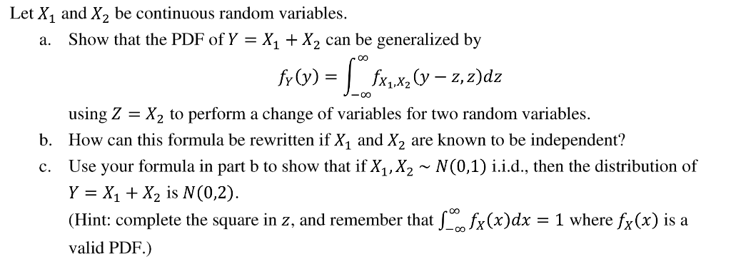 Solved Let X1 and X2 be continuous random variables. a. Show | Chegg.com