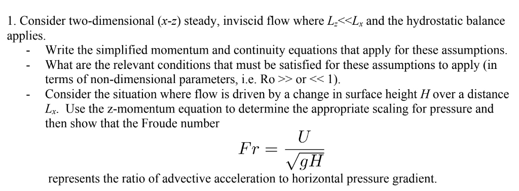 l. Consider two-dimensional (x-z) steady, inviscid | Chegg.com