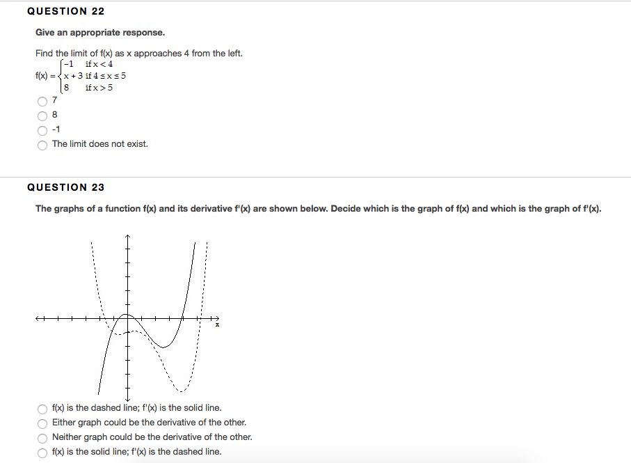 Solved Give An Appropriate Response Find The Limit Of F X