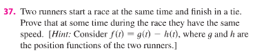 Solved Two runners start a race at the same time and finish | Chegg.com