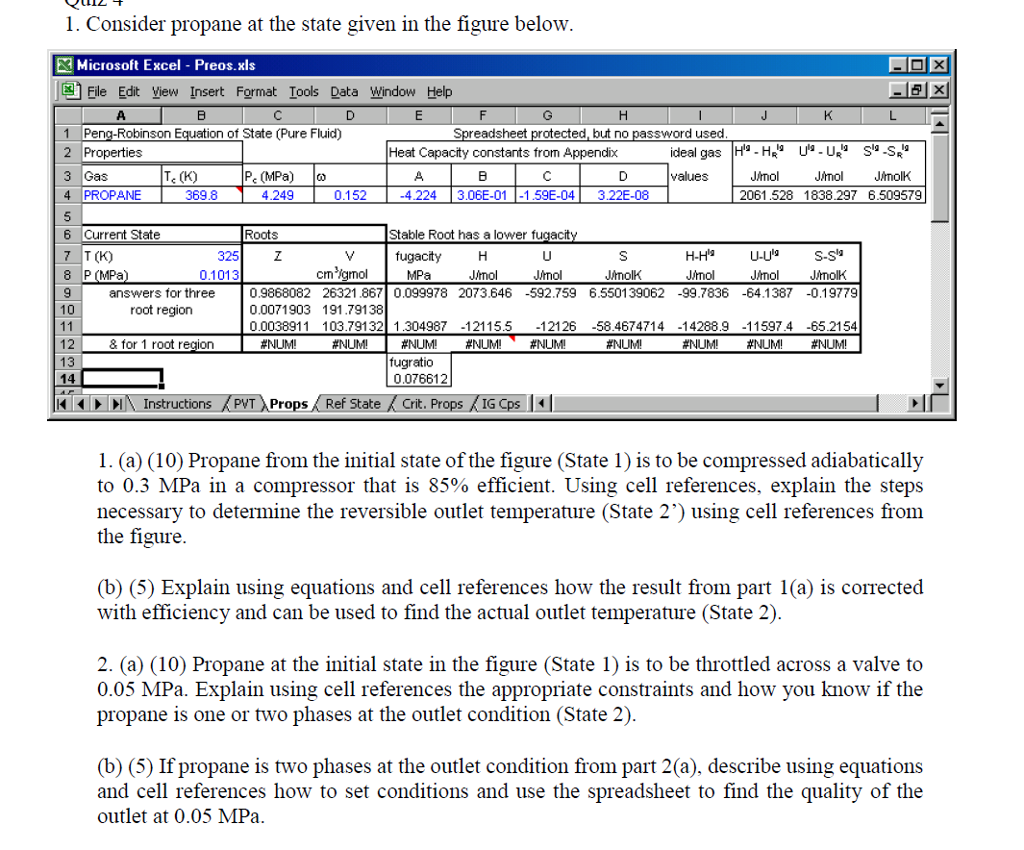Consider propane at the state given in the figure | Chegg.com