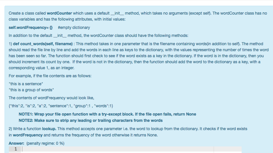 Solved Create a class called wordCounter which uses a | Chegg.com