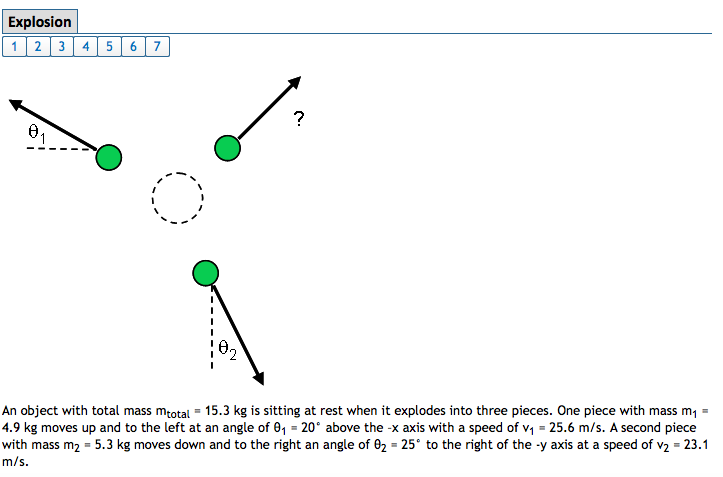 Solved Explosion 1 2 3 4 5 67 1 2 345 6 7 An object with | Chegg.com