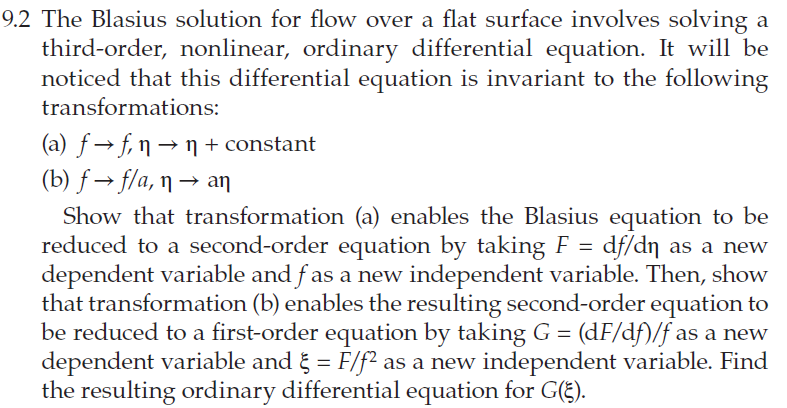 Solved The Blasius solution for flow over a flat surface | Chegg.com