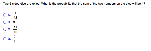 Solved Two 6-sided dice are rolled. What is the probability | Chegg.com