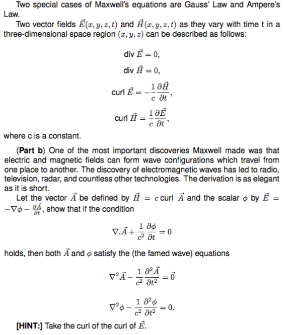 Solved Two special cases of Maxwell's equations are Gauss' | Chegg.com