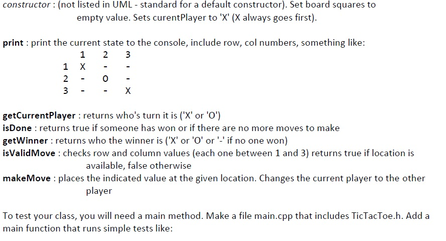 Solved Implement The Class Tictactoe Shown Below Write A H