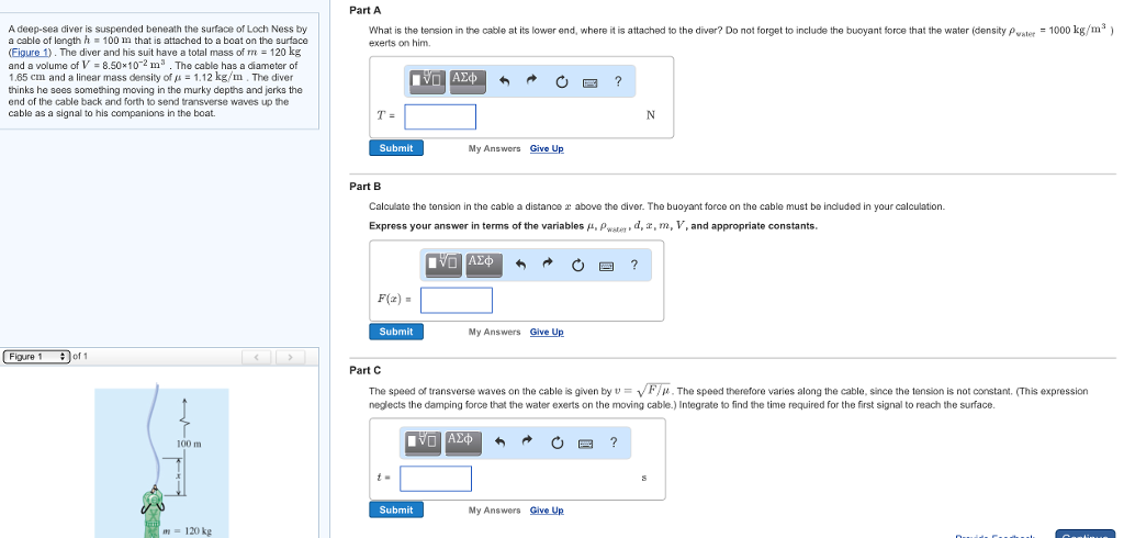 Solved A deep-sea diver is suspended beneath the surface of | Chegg.com