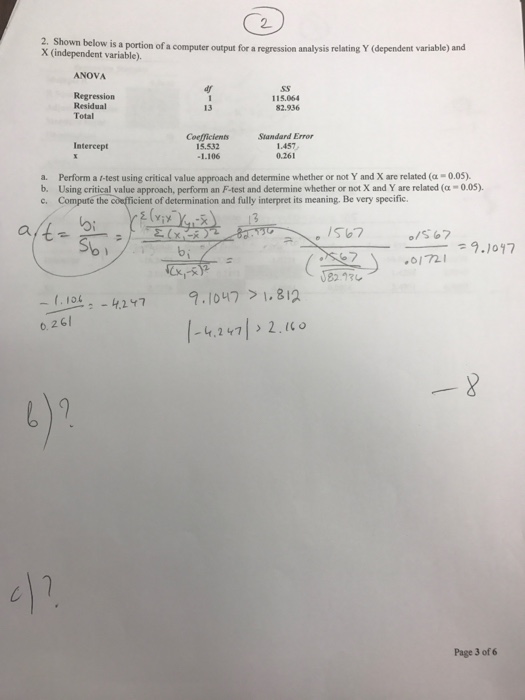 Solved Shown below is a portion of a computer output for a | Chegg.com