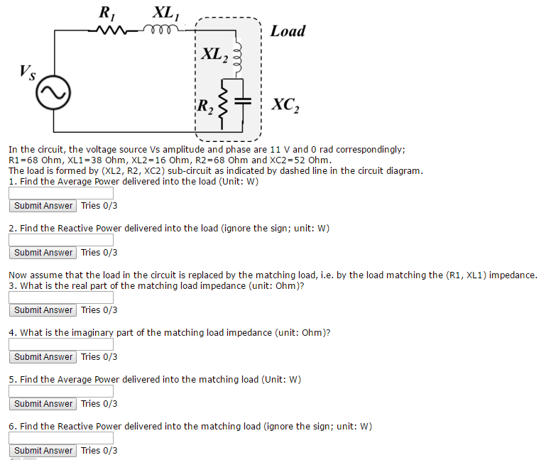 Solved In the circuit, the voltage source Vs amplitude and | Chegg.com