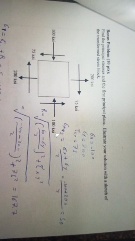 Solved Bonus Problem (10 pts): Find the principal stresses | Chegg.com