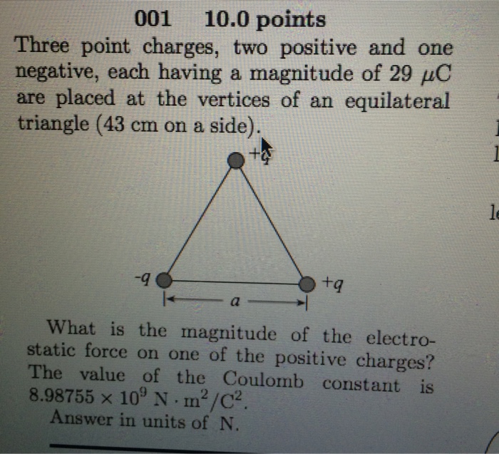 Solved Three point charges, two positive and one negative, | Chegg.com