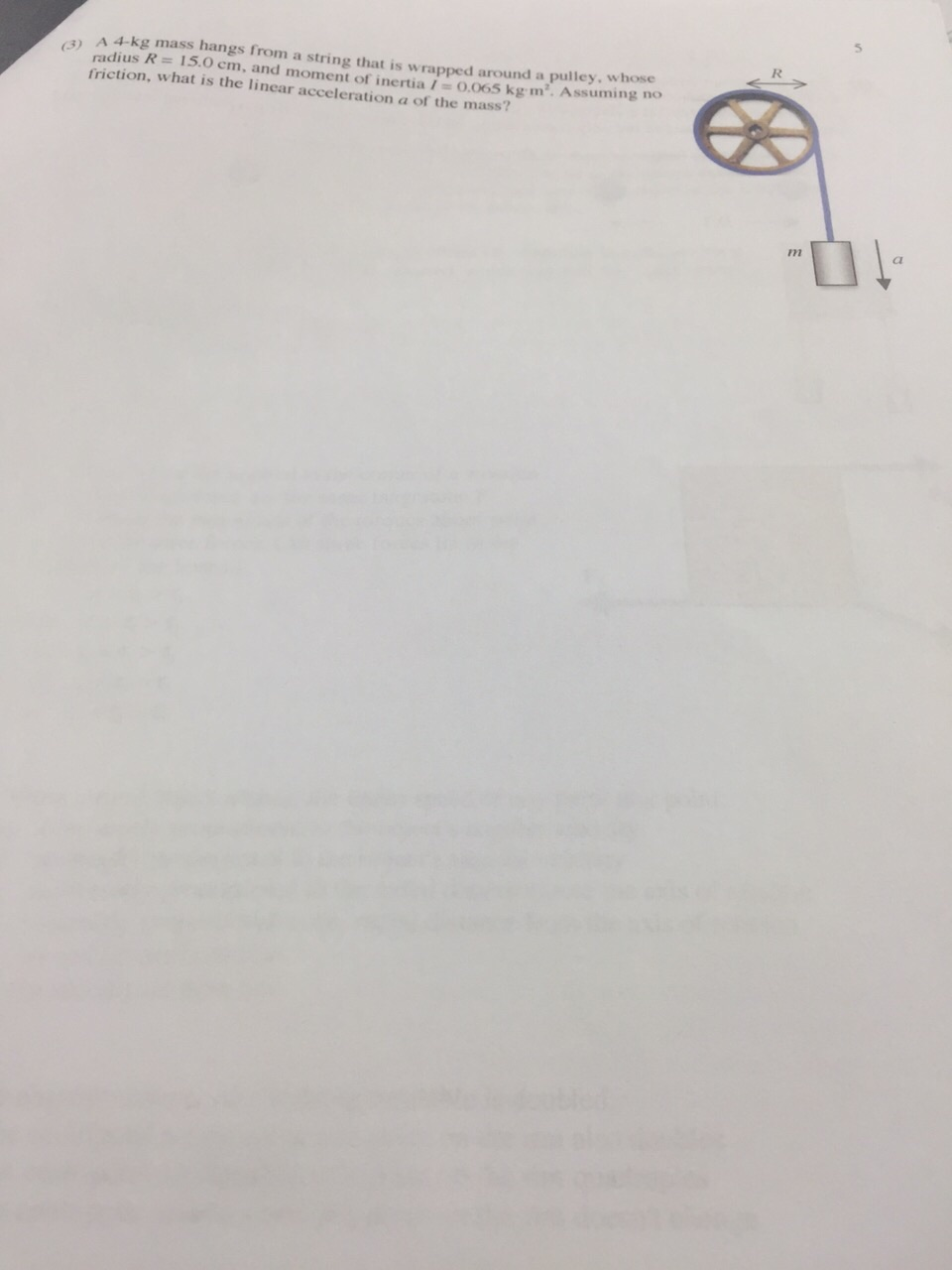 Solved A 4-kg mass hangs from a string that is wrapped | Chegg.com