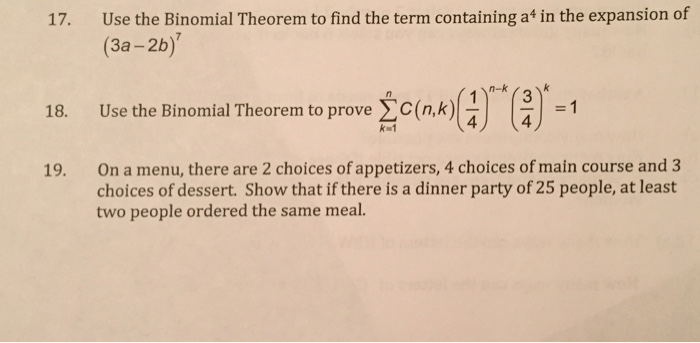 Solved Use the Binomial Theorem to find the term containing | Chegg.com