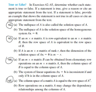 Solved True or False? In Exercises 62-65, determine whether | Chegg.com