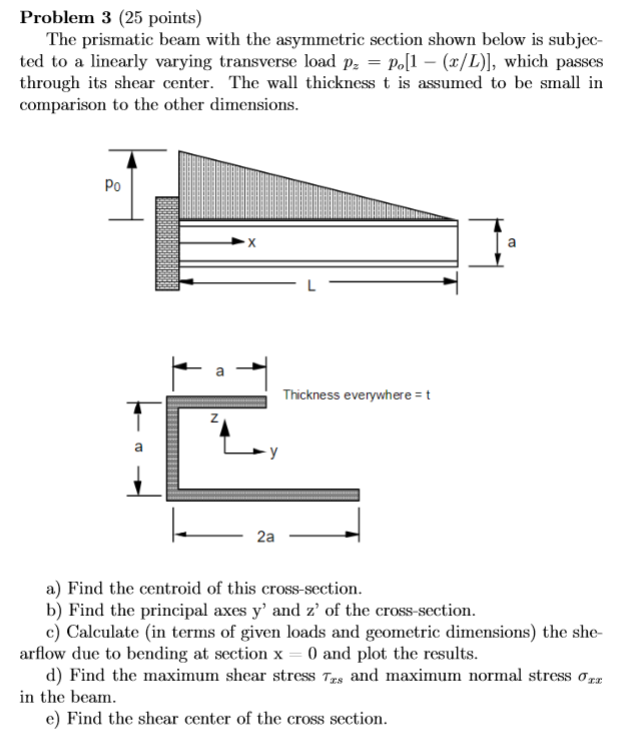 Solved Problem 3 (25 points) The prismatic beam with the | Chegg.com