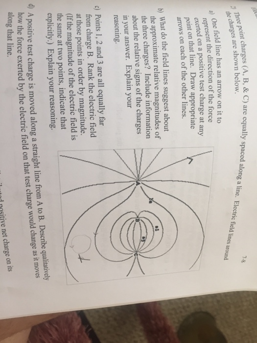 Solved Three point charges (A, B, & C) are equally spaced | Chegg.com