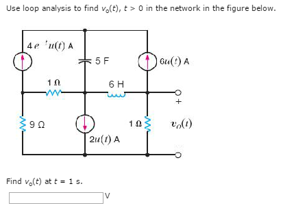 Solved Use loop analysis to find v_o (t), t > 0 in the | Chegg.com
