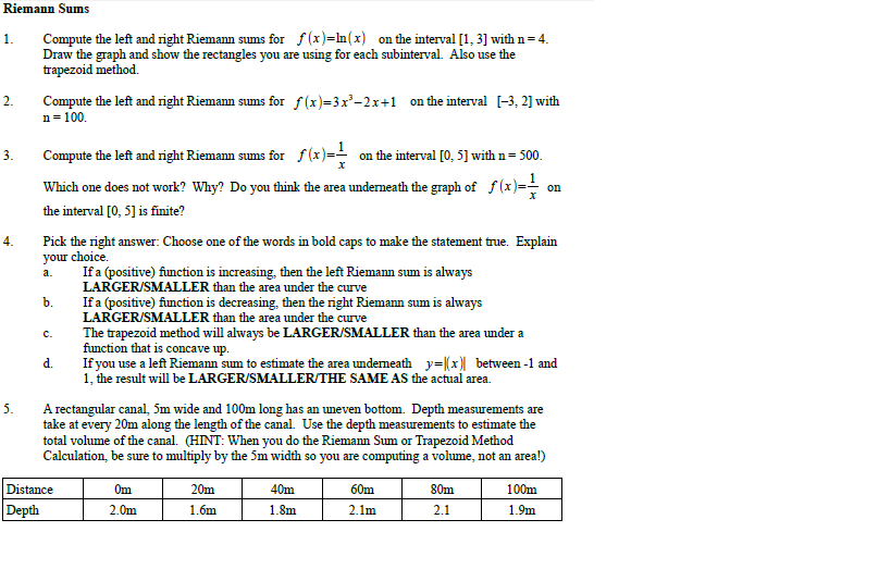 Compute the left and right Riemann sums for | Chegg.com
