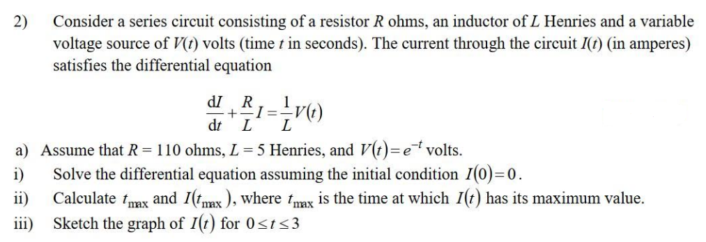 Solved Consider a series circuit consisting of a resistor R | Chegg.com