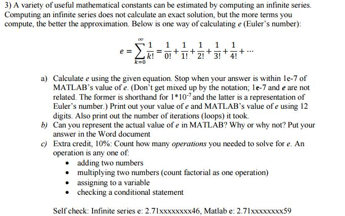 Solved A variety of useful mathematical constants can be | Chegg.com