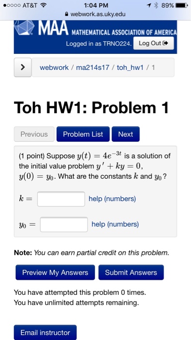 Solved Suppose y(t) = 4e^-3t is a solution of the initial | Chegg.com Solved Suppose y(t) = 4e^-3t is a solution of the initial | Chegg.com