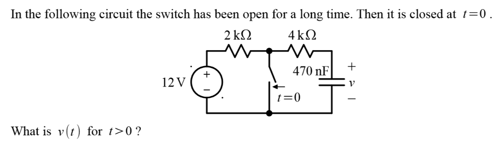 Solved In the following circuit the switch has been open for | Chegg.com