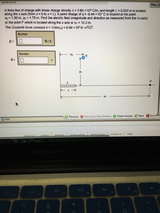 Solved A finite line at charge with linear charge density | Chegg.com