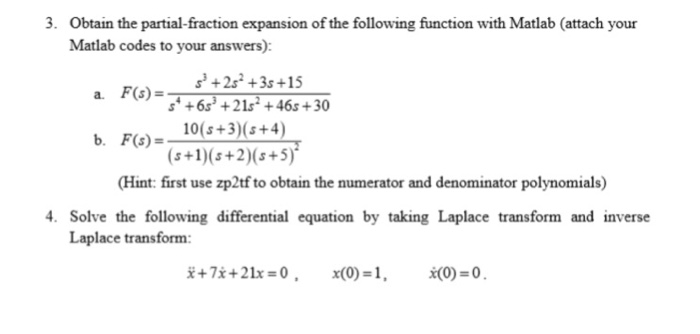 Solved Obtain the partial-fraction expansion of the | Chegg.com
