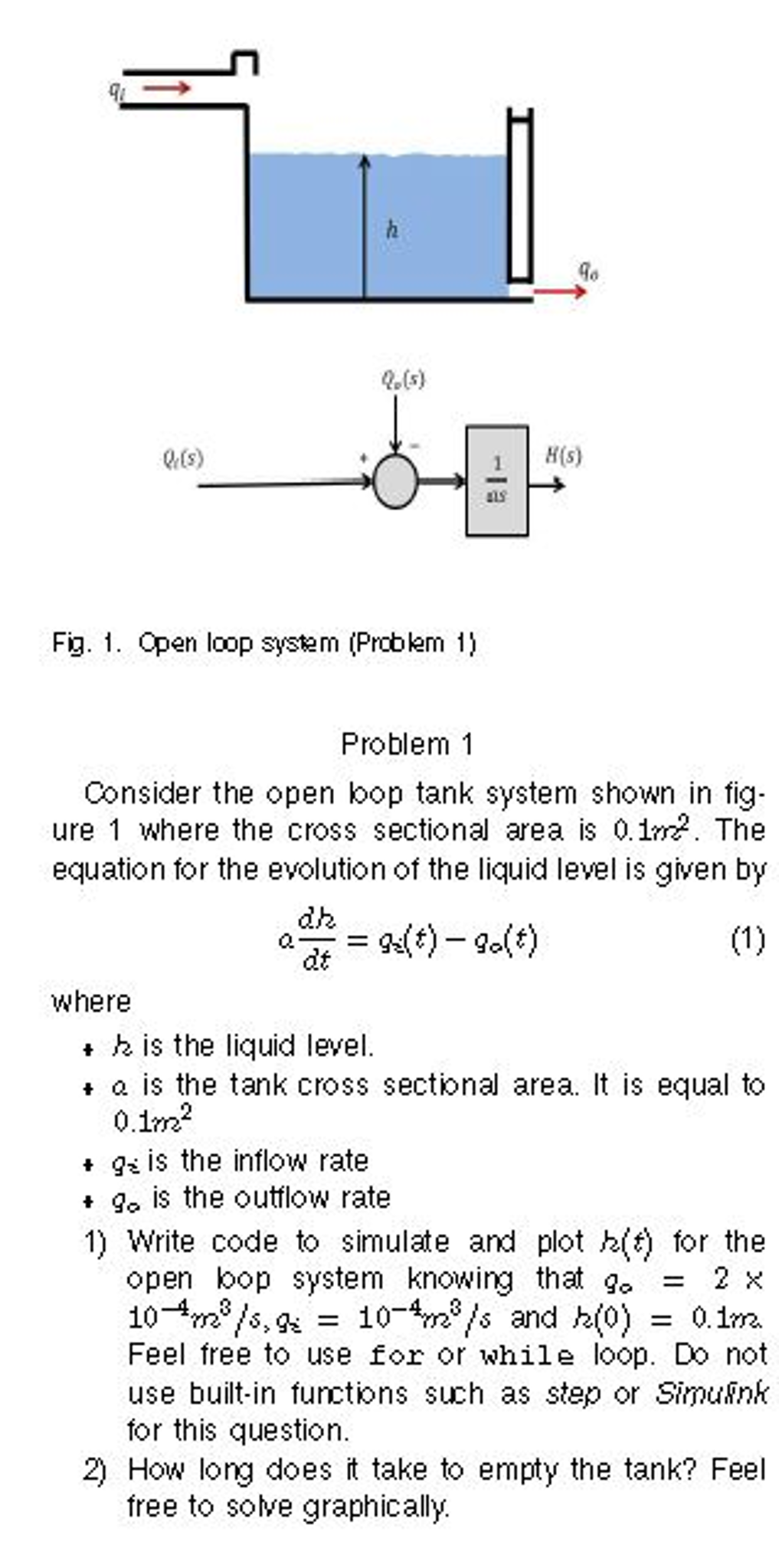 Consider the open bop tank system shown in figure 1 | Chegg.com