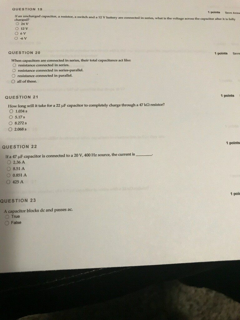 Solved QUESTION 19 1 points Save An If an uncharged | Chegg.com