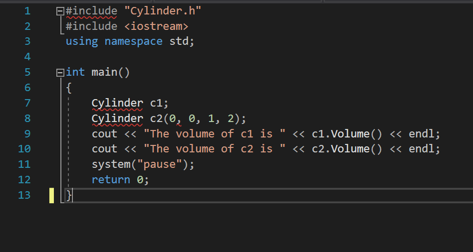 Solved Create a Cylinder.h and Cylinder.cpp file to complete | Chegg.com