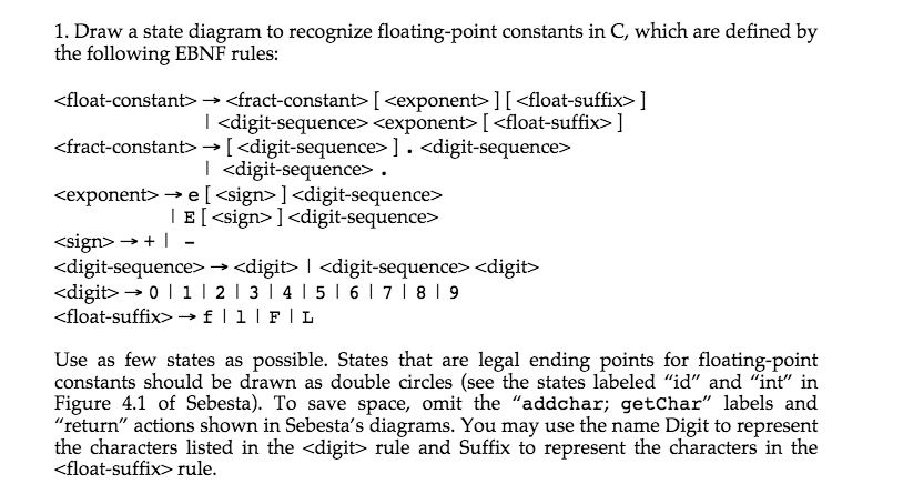 Solved Draw a state diagram to recognize floating-point | Chegg.com