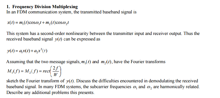 Solved Frequency Division Multiplexing In an FDM | Chegg.com