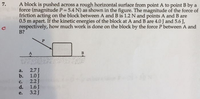 Solved A block is pushed across a rough horizontal surface | Chegg.com