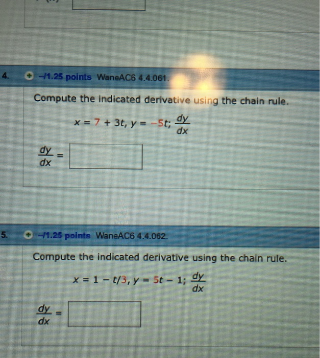 Solved Compute the indicated derivative using the chain | Chegg.com