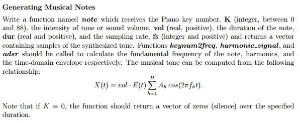 Generating Musical Notes Write a function named note | Chegg.com