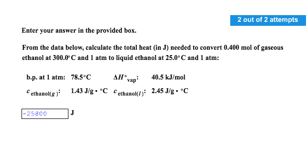 Solved From the data below, calculate the total heat (in J) | Chegg.com